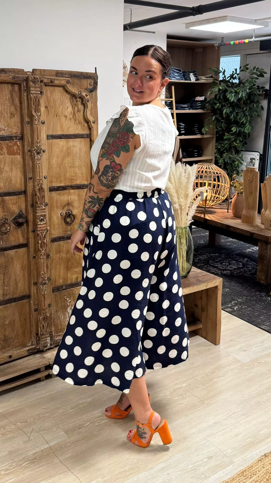 JUPE CULOTTE ELENI À POIS – GRANDE TAILLE 42–50 | Caramel Beurre Salé ...